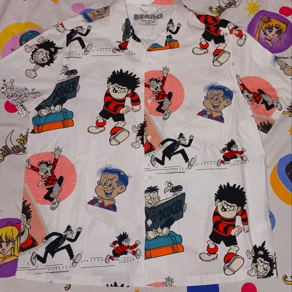 DC Comics | Shirts | New Beano Dc Comics All Over Print Button Up Shirt ...